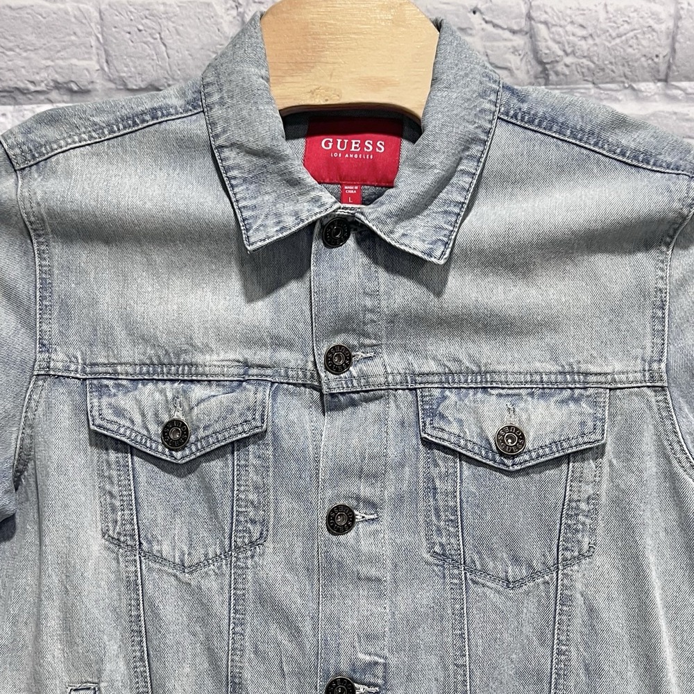 Vintage Guess Jeans Men Denim Trucker Jacket Button L… - Gem
